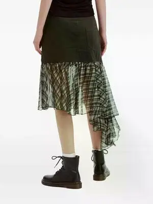 MUSIUM DIV. Check-pattern Ruffled Midi Skirt