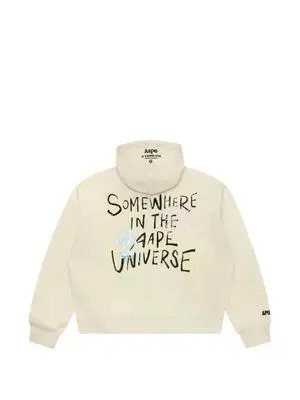 AAPE BY *A BATHING APE Moonface Slogan-print Hoodie - White
