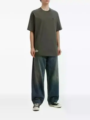 FINGERCROXX Logo-embroidered Graphic-print T-shirt