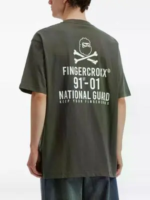 FINGERCROXX Logo-embroidered Graphic-print T-shirt