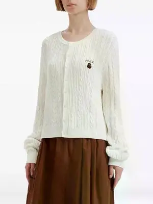 FINGERCROXX Cable-knit Embroidered Cardigan