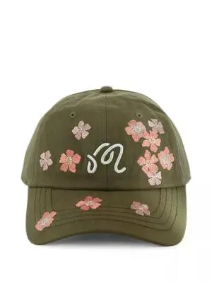 MALBON Floral Embroidered Logo Patch Cap - Green