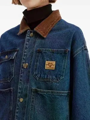 FINGERCROXX Corduroy-collar Cropped Denim Jacket