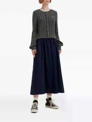 FINGERCROXX Cable-knit Logo-patch Cardigan