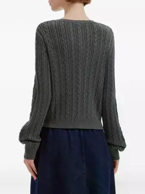 FINGERCROXX Cable-knit Logo-patch Cardigan