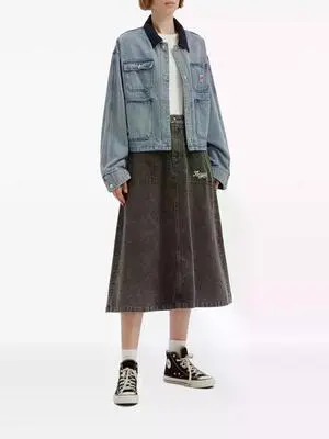FINGERCROXX Logo-embroidered Corduroy Midi Skirt