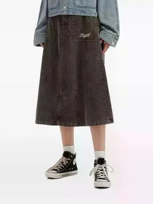 FINGERCROXX Logo-embroidered Corduroy Midi Skirt