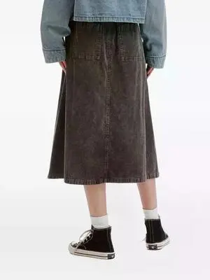 FINGERCROXX Logo-embroidered Corduroy Midi Skirt