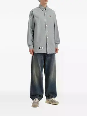 FINGERCROXX Logo-patch Button-down Shirt - Grey