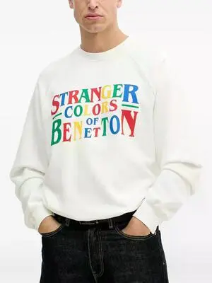 BENETTON Stranger Things" Graphic Print Crew Neck Sweater - Neutrals