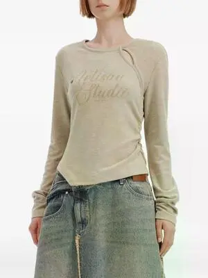 MUSIUM DIV. Cut-out Ruched Long-sleeve T-shirt