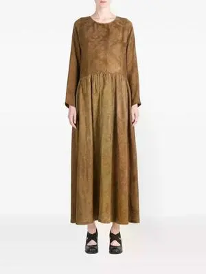 UMA WANG Damask Pattern Gathered Maxi Dress