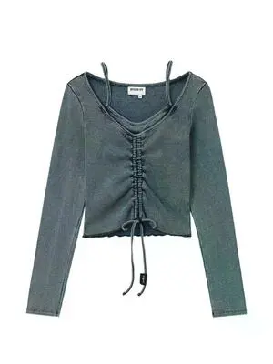 MUSIUM DIV. Ruched Layered-detail Top - Blue