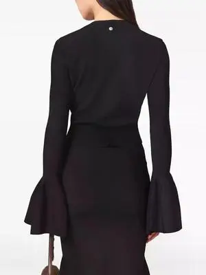 Stella McCartney Compact Knit Bell-sleeve Cardigan - Black
