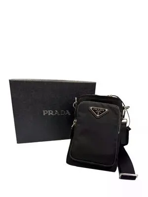 Prada 2013-2026 Saffiano Trimmed Re Nylon Smartphone Case Crossbody Bag