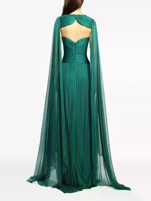 CRISTALLINI Nova Cape-detail Pleated Maxi Dress