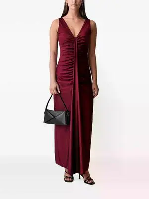 FRACOMINA Ruched V-neck Maxi Dress