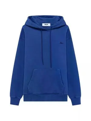 MSGM Embroidered-logo Pouch-pocket Hoodie - Blue