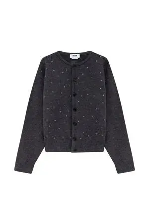 MSGM Crystal-embellished Eyelet Cardigan