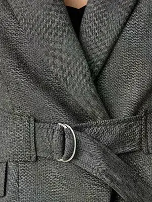 FRACOMINA Belted Herringbone Blazer