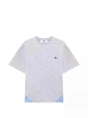 MSGM Lace-trim Logo-embroidered T-shirt