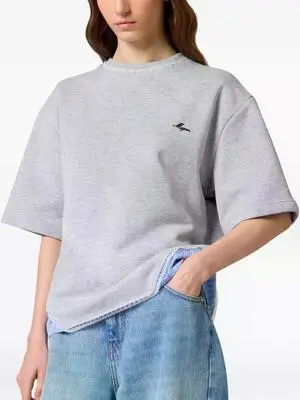 MSGM Lace-trim Logo-embroidered T-shirt