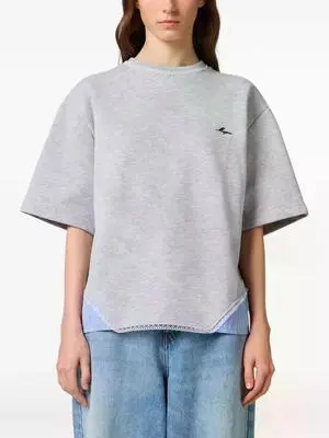 MSGM Lace-trim Logo-embroidered T-shirt