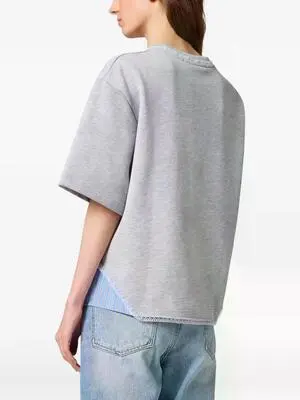 MSGM Lace-trim Logo-embroidered T-shirt
