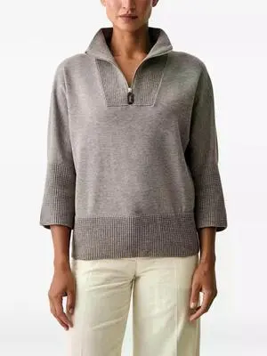 Joseph Ribkoff Quarter-zip Waffle-knit Sweater - Neutrals
