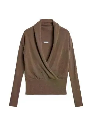 7 For All Mankind Wrap V-neck Sweater - Brown