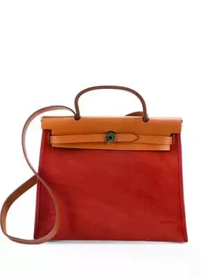 Hermès Herbag Zip Leather And Toile 31 Shoulder Bag - Brown