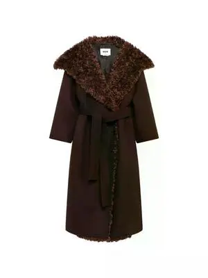 MSGM Shearling-trim Belted Coat