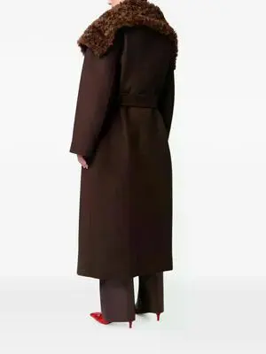 MSGM Shearling-trim Belted Coat