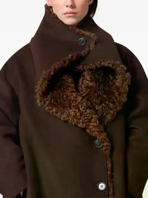 MSGM Shearling-trim Belted Coat