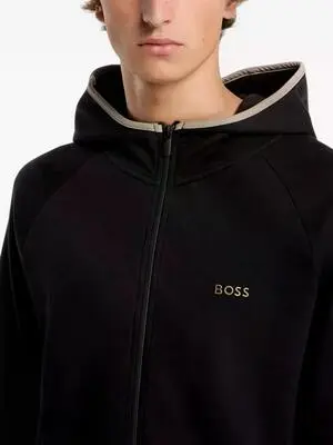Hugo Cotton-blend Zip-up Hoodie With Contrast Binding