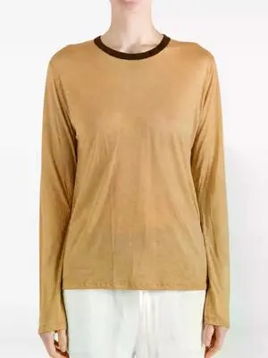 BASERANGE Contrast Trim Long Sleeve T-shirt - Neutrals