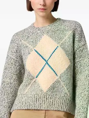 MSGM Argyle-pattern Marl-knit Sweater