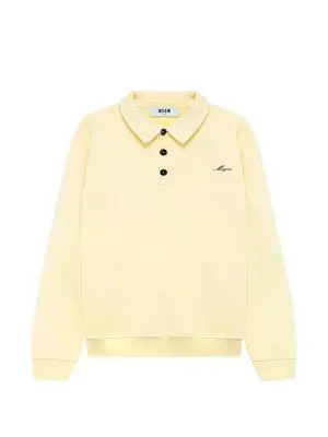 MSGM Logo-embroidered Polo-collar Sweater - Yellow