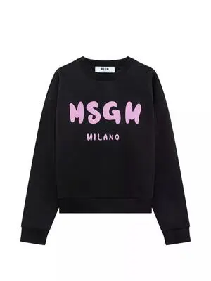 MSGM Logo Print Crewneck Sweatshirt - Black