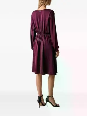 FRACOMINA V-neck Gathered Satin Midi Dress