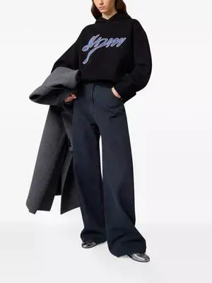 MSGM Logo-patch Oversized Hoodie - Black