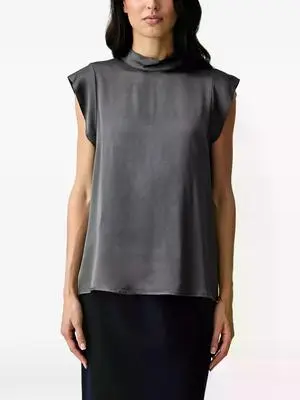 FRACOMINA High-neck Cap-sleeve Top - Grey