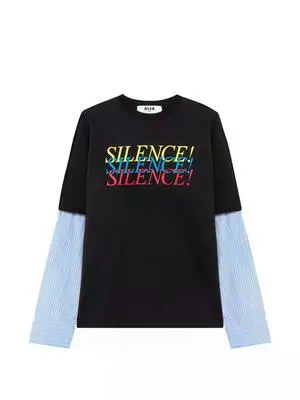MSGM Layered Slogan-print T-shirt