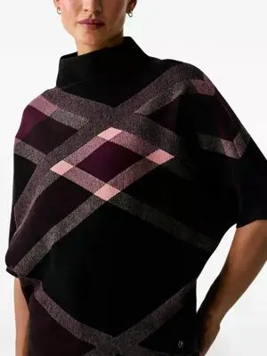 Joseph Ribkoff Plaid Funnel-neck Sweater