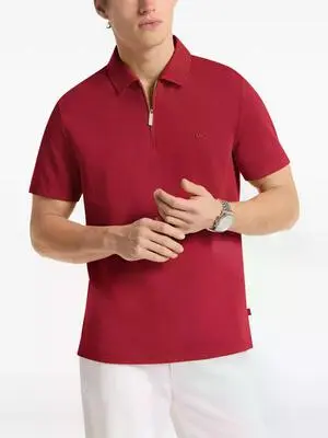 Michael Kors Cotton Blend Piqué Zip-up Polo Shirt - Red