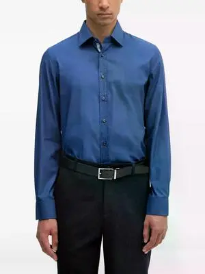 Michael Kors Logo-embroidered Long-sleeved Shirt - Blue
