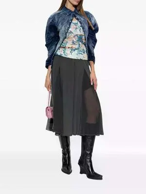 DIESEL® Midi Skirt In Ribbed Jersey And Chiffon