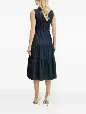 MORGAN Belted Tiered Denim Dress