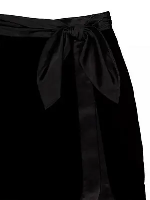 Saint Laurent Velvet Bow Detail Wrap Skirt