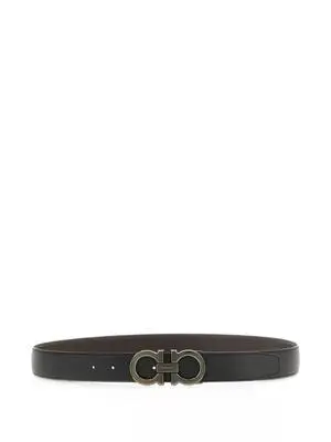 FERRAGAMO Reversible And Adjustable Gancini Belt - Black